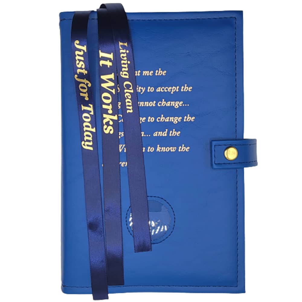 NA Triple Recovery Book Cover w Serenity Prayer and Coin Holder
